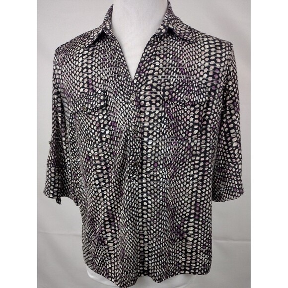 Rebecca Malone | Tops | Rebecca Malone Womens Black V Neck 34 Sleeve ...